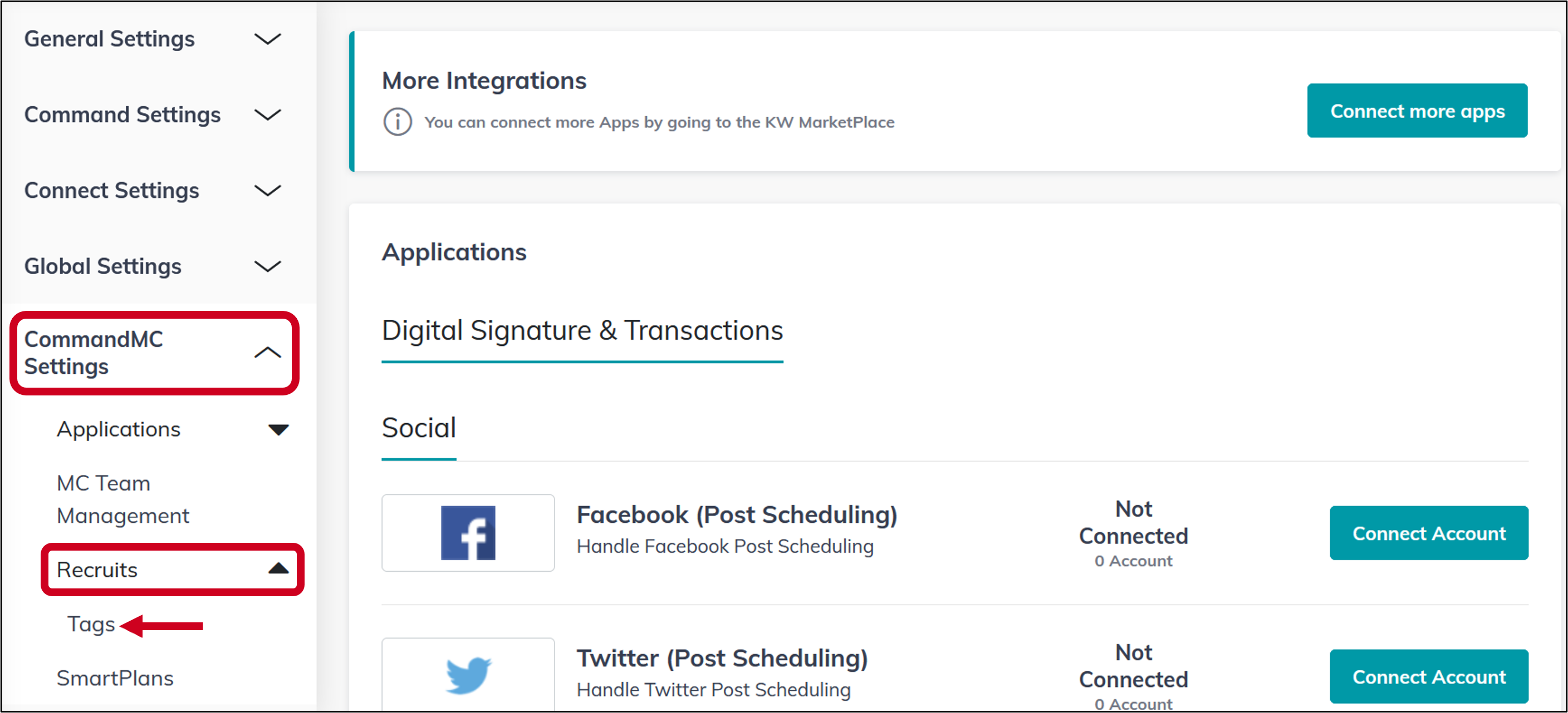 Create and Manage Recruit/Associate Tags in CommandMC Settings ...