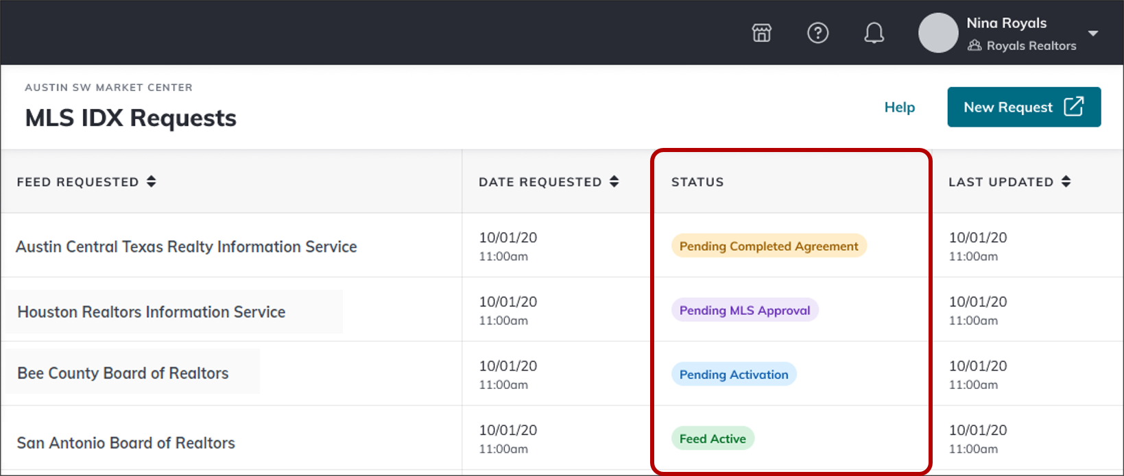 Check the Status of a Market Center IDX Request for Command ...