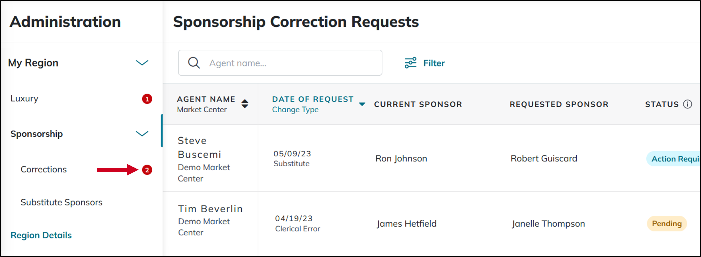 View and Manage Sponsorship Change Requests (Regional Leadership) – Leadership Answers