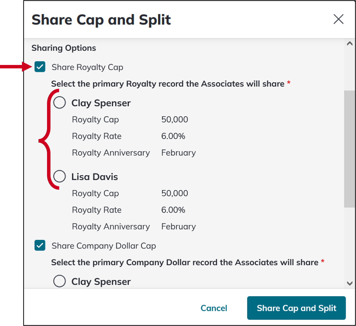 Set Up Shared Royalty and/or Company Dollar Cap for Spouses ...