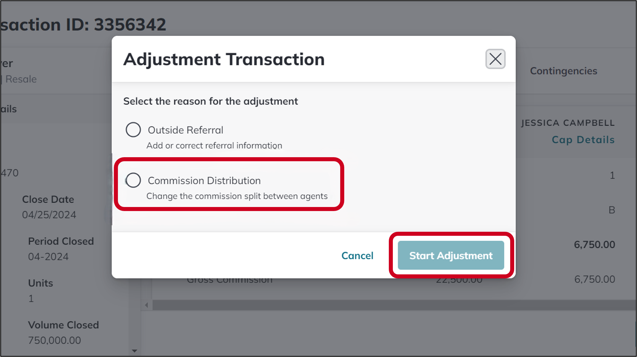 Create an Adjustment Transaction (Commission Distribution) – Leadership ...