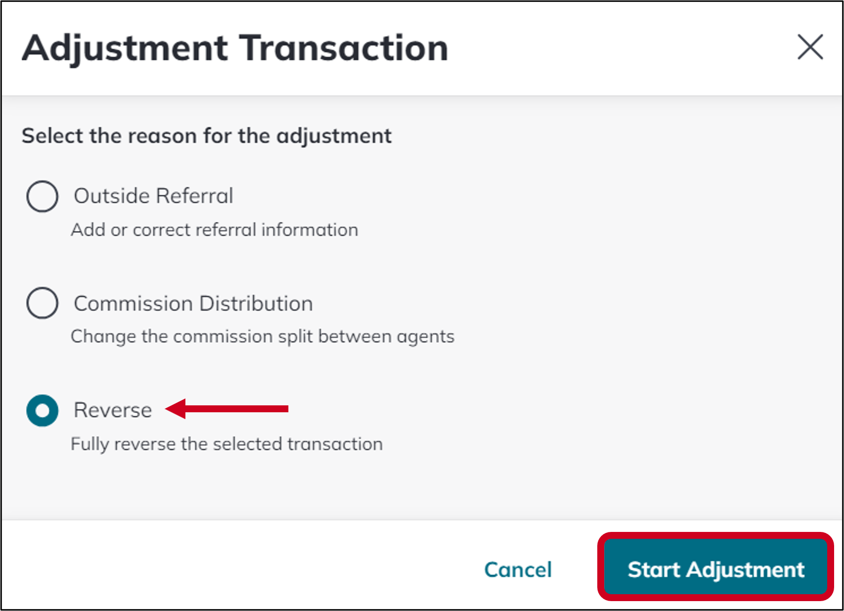 Create an Adjustment Transaction (Reverse) – Leadership Answers