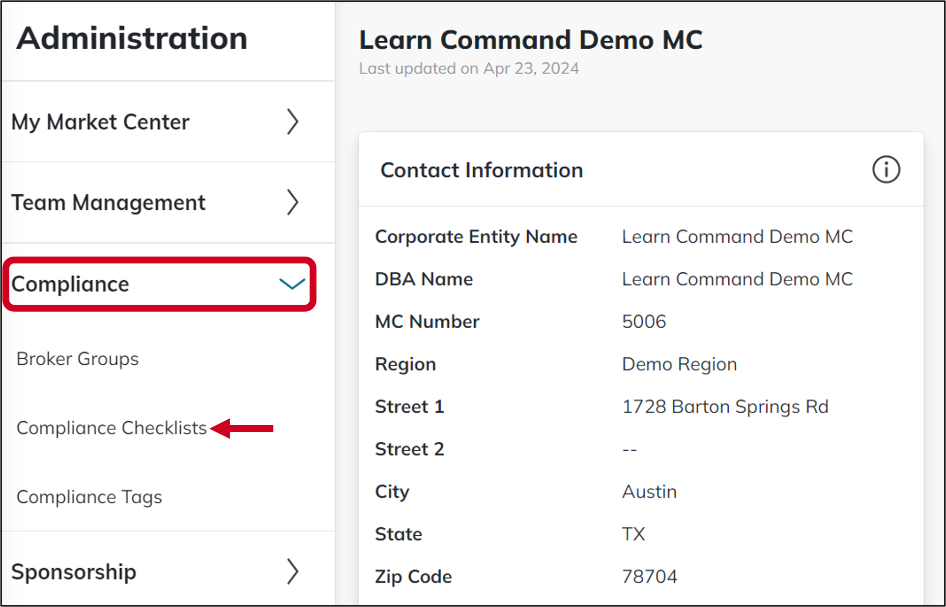 Create Market Center Compliance Checklists and Add Documents in ...